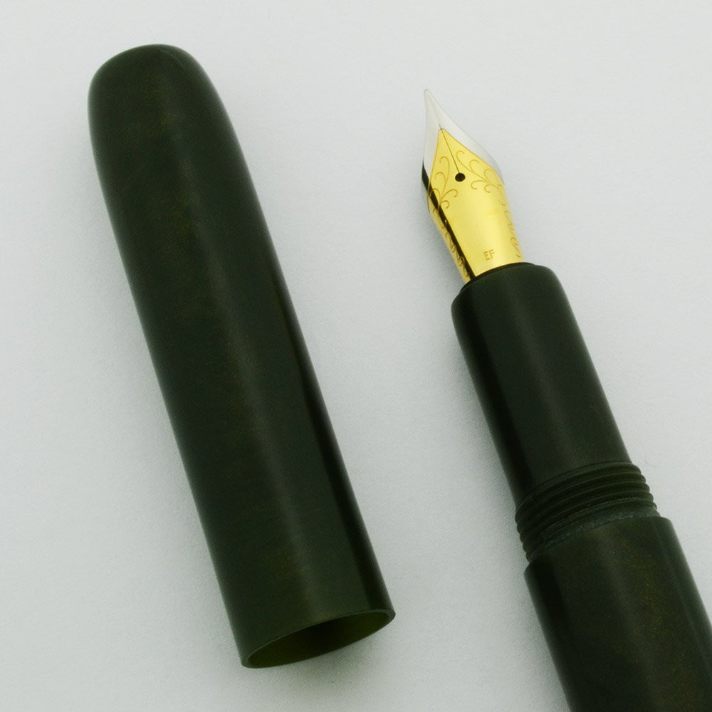 PSPW Prototype Fountain Pen - Long Slender Model in Green w Gold Flecks ...