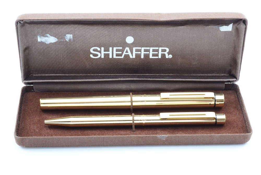 Sheaffer Targa 1020 Fountain Pen Set - Imperial Brass, 14k Fine ...