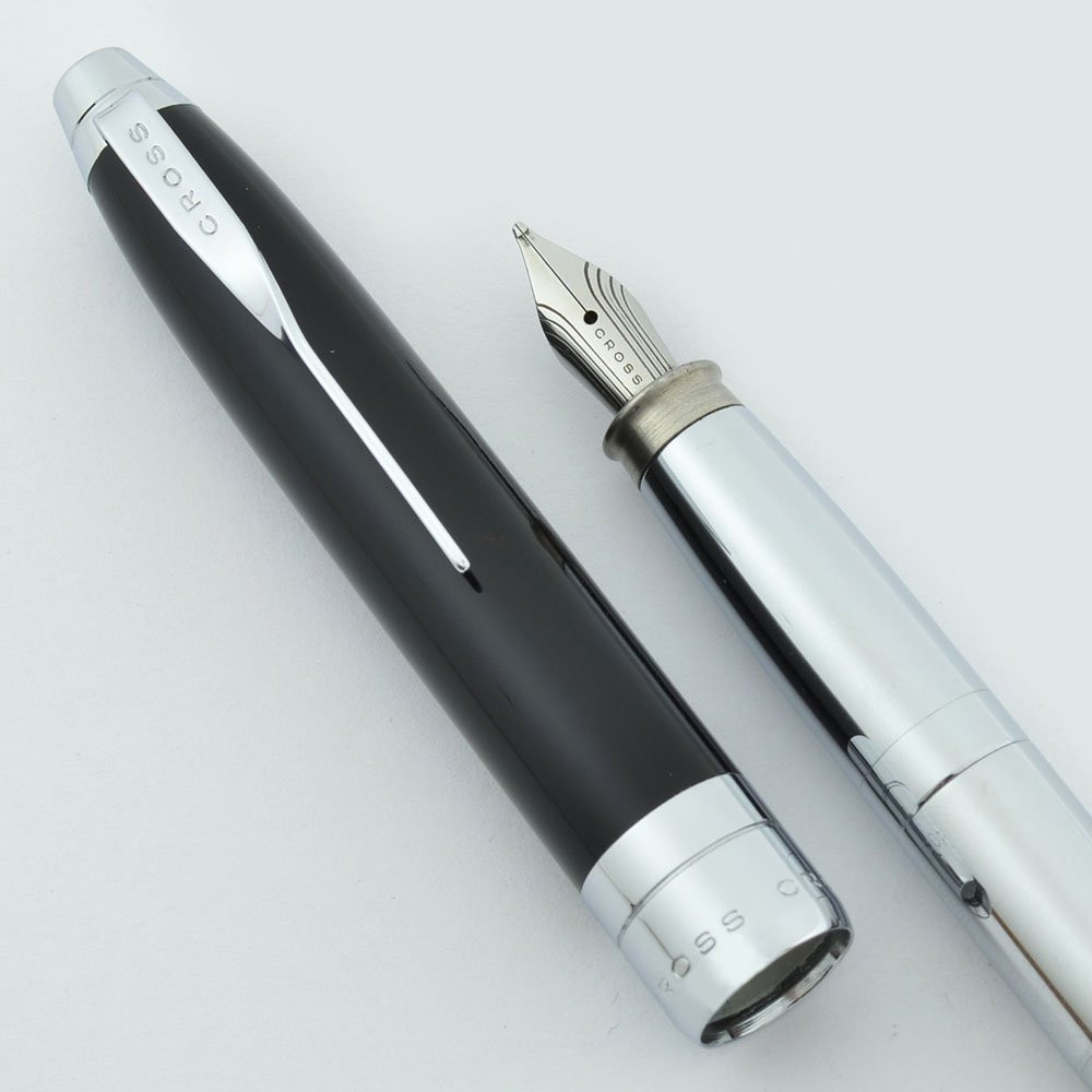 Cross Compact Fountain Pen - Black, Chrome Trim, Broad Nib (Excellent ...