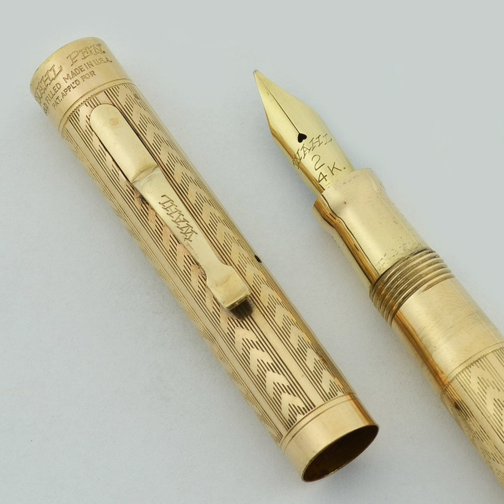 Wahl #2 Fountain Pen 1920s - GF w Chevron Design, 14k Flexible XF Nib ...