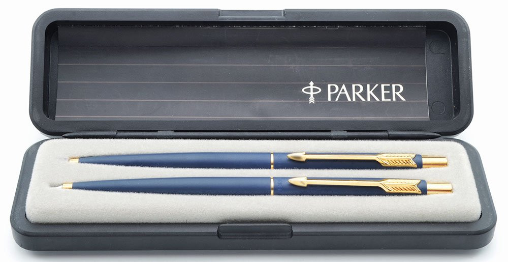 Parker 75 Classic Ballpoint Pen and Mechanical Pencil Set - Matte Blue ...