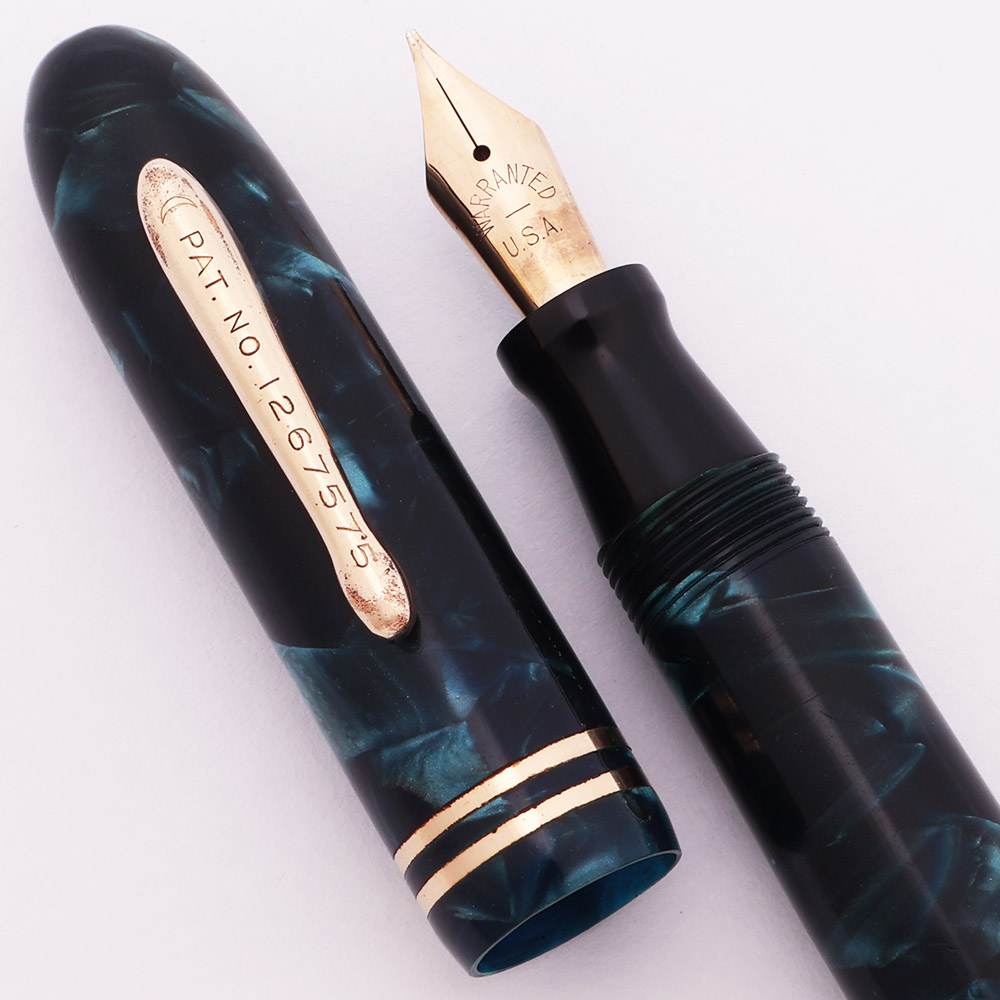 All American (Conklin) Fountain Pen (1932-6) - Streamline, Blue Mottled, Flexible Medium Nib ...