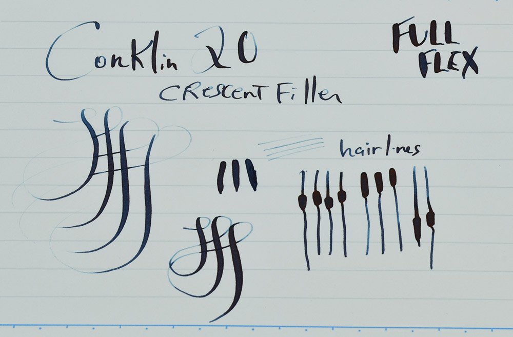 Conklin Crescent 20 Fountain Pen - BCHR, Fine Full Flex #2 14k Nib ...