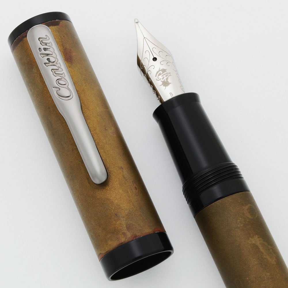 Conklin (Modern) Nighthawk Metals Fountain Pen - Brass, Broad Steel Nib ...