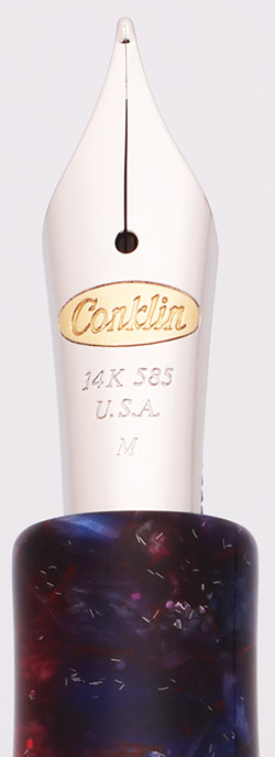 Conklin Nozac Word Gauge LE by Visconti - Marble Blue/Red, 14k Medium Nib (Excellent in Box ...