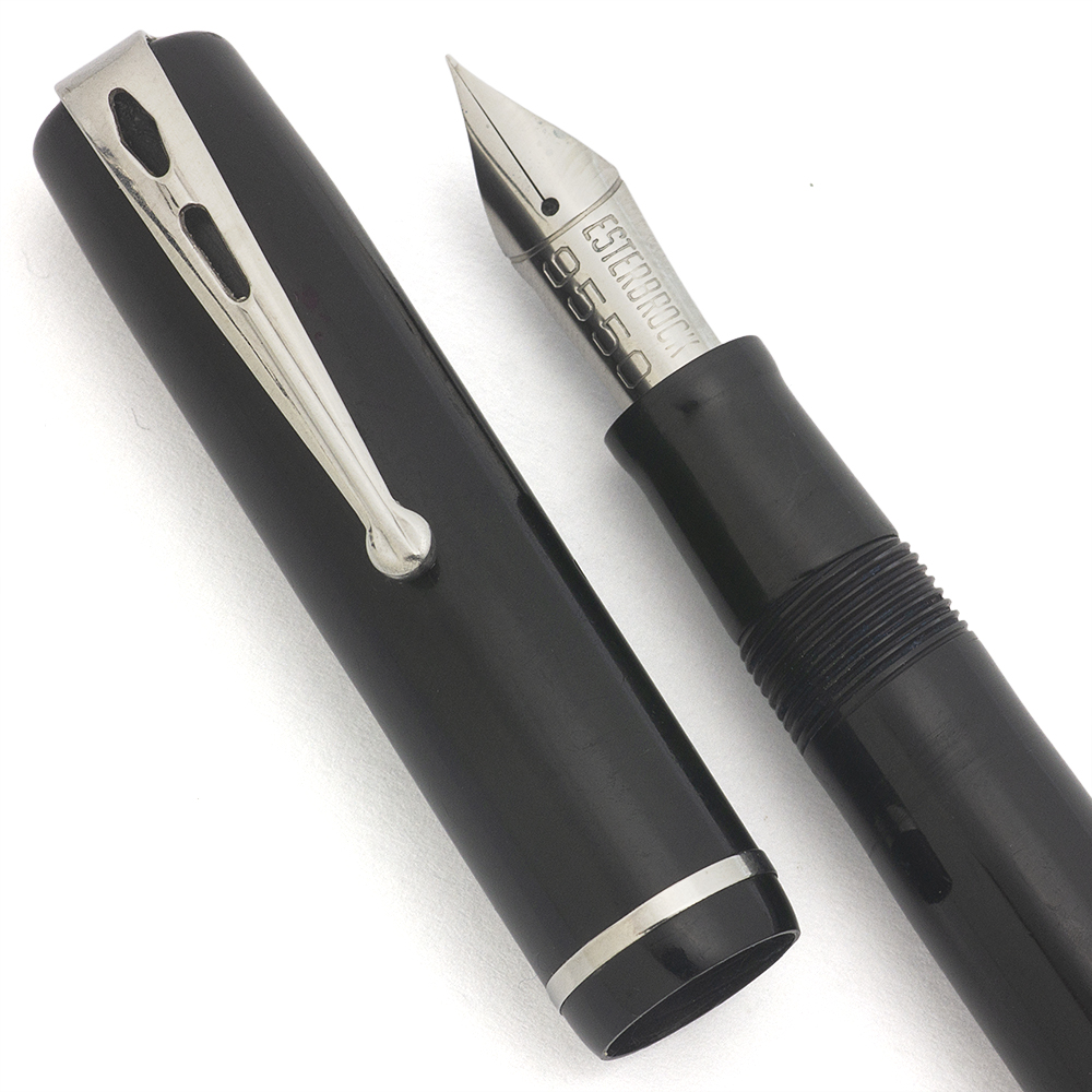 Esterbrook Dollar Fountain Pen (1930s) - Black w Chrome Trim, Lever ...