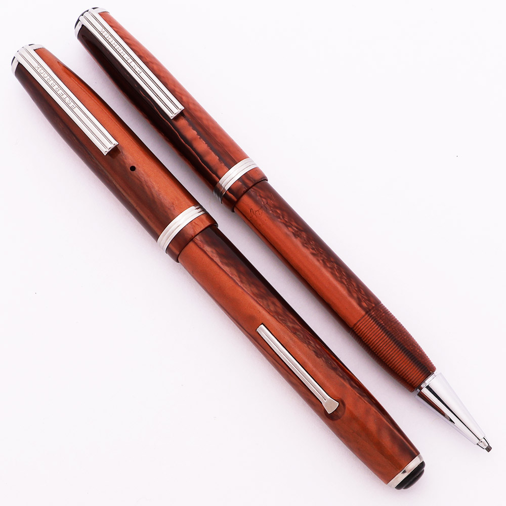 Esterbrook SJ Fountain Pen and Mechanical Pencil Set (1950s) - Copper w ...