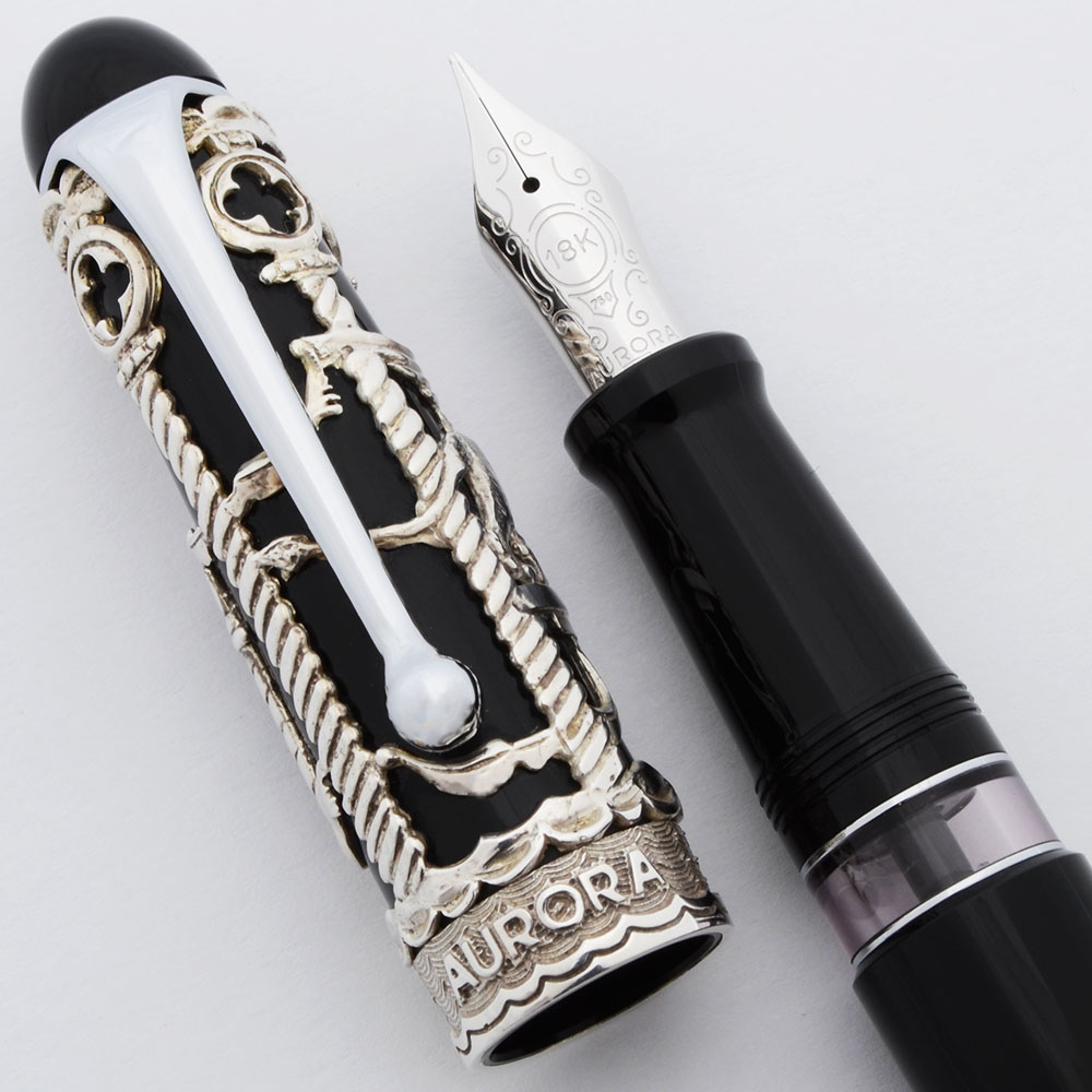 Aurora Venezia Special Edition Fountain Pen - Black Resin w Sterling ...