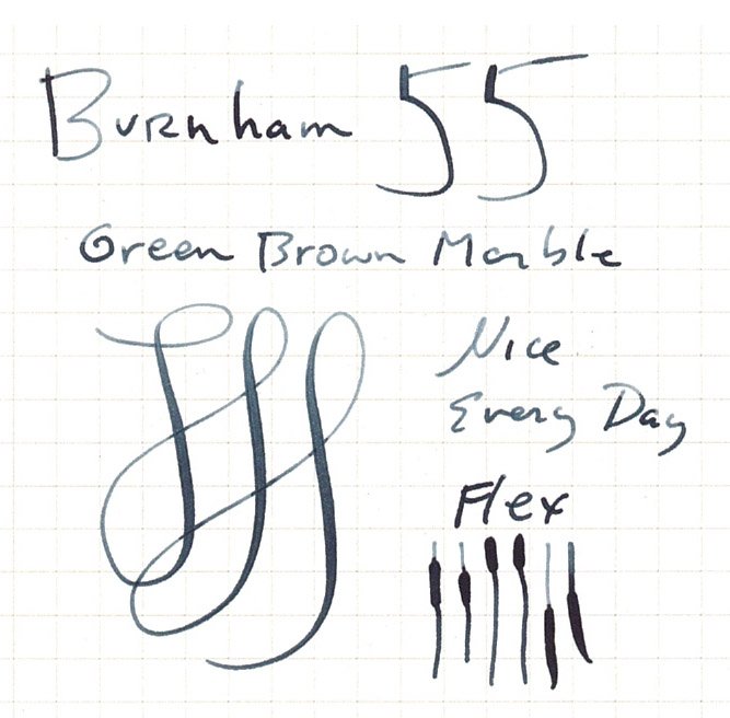 Burnham Model 55 Fountain Pen - UK, 1950s, Marbled Green & Brown ...