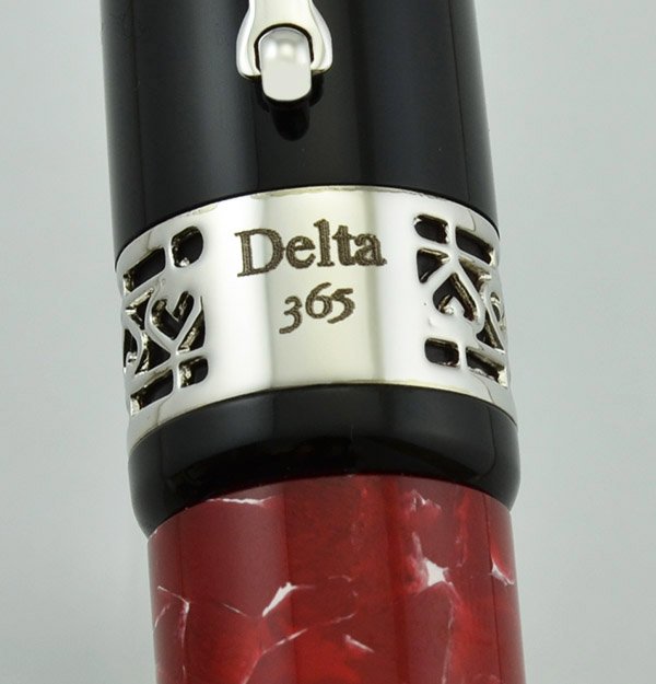 Delta 365 Fountain Pen - Red and Black, Sterling Trim, 18k Medium Nib ...