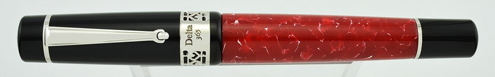 Delta 365 Fountain Pen - Red and Black, Sterling Trim, 18k Medium Nib ...