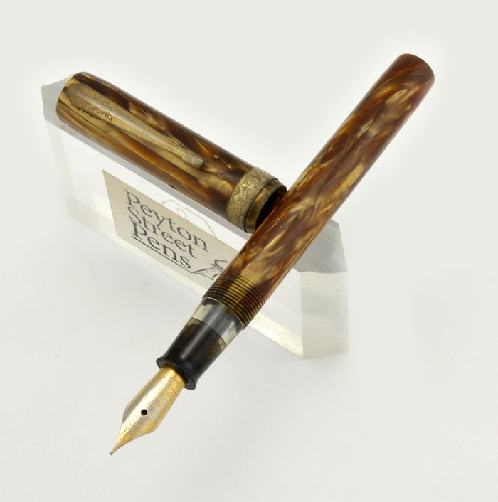 Diamond Point Challenger Fountain Pen -- 1930s, Brown Marble, Fine ...
