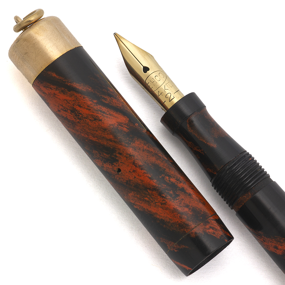 Eggens Hambler Ring Top Fountain Pen - Red Mottled Hard Rubber, Gold ...