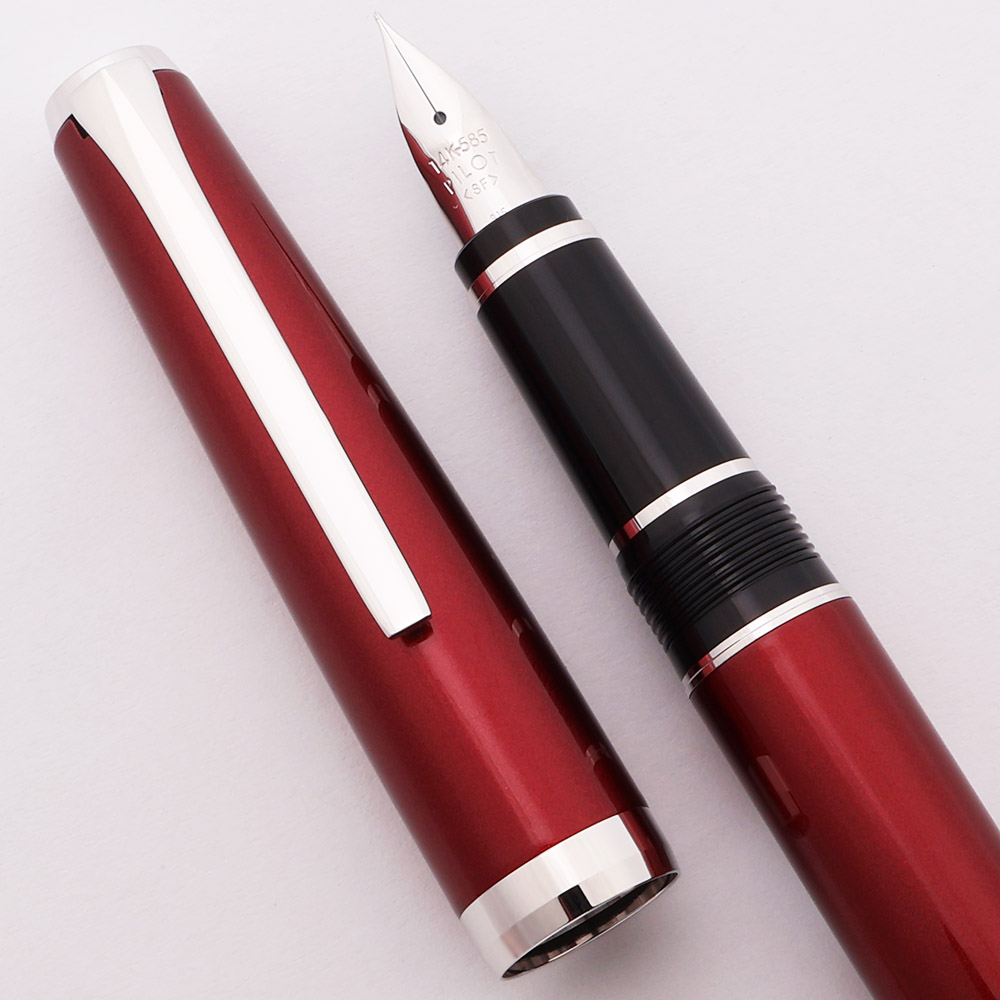 Pilot Falcon Metal Fountain Pen (2015) - Burgundy w Silver Trim, C/C ...