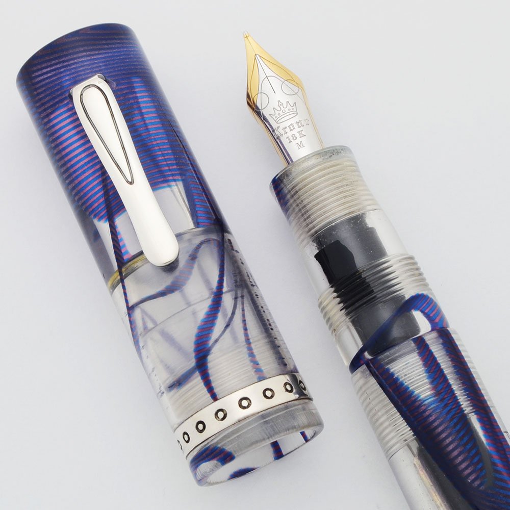 Krone Hyperbole Button Fill Fountain Pen - Demonstrator Clear Purple ...