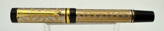 Laban Flat Top Fountain Pen - Gold Filigree Paneled Design, 18k Medium ...