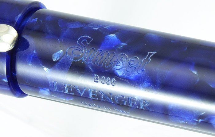 Levenger (Stipula) Sunset Fountain Pen - Blue Marble Silver Plated Trim ...