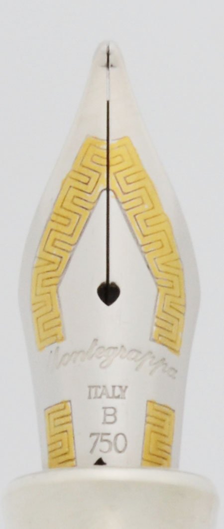 Montegrappa 300 Series Fountain Pen - Black, Sterling Silver Trim, 18k ...