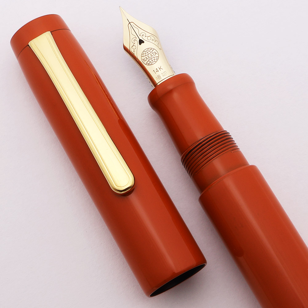 Nakaya Long Piccolo Writer w Clip Fountain Pen - Arai-shu Urushi, 14k ...