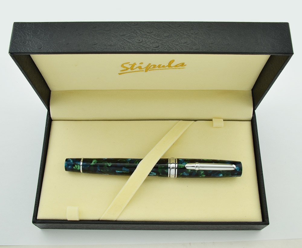 Stipula Novecento LE Fountain Pen - Aqua Celluloid, Sterling Trim, 14k ...