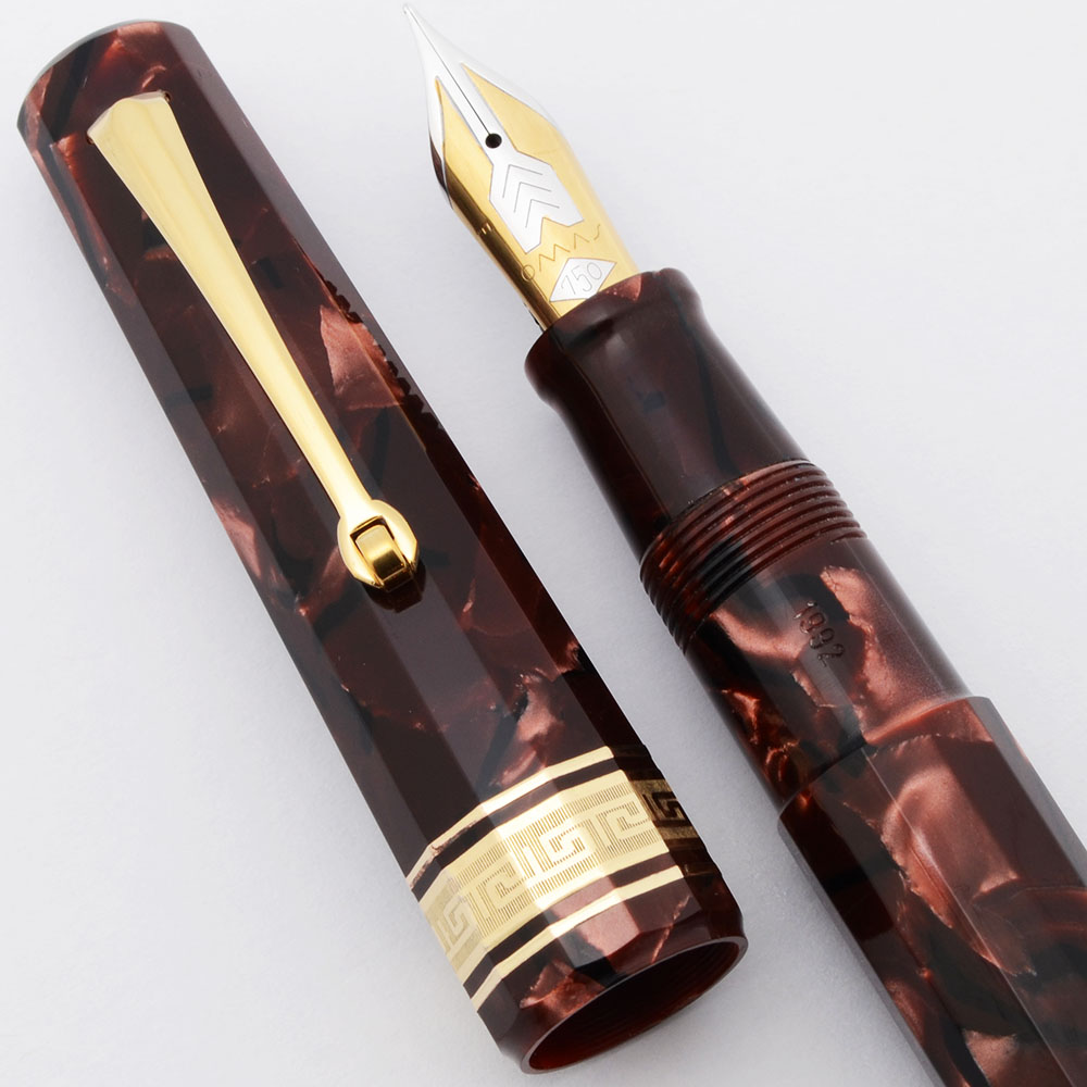 Omas Extra Paragon Celluloid Fountain Pen - Multi-Faceted, Burgundy ...