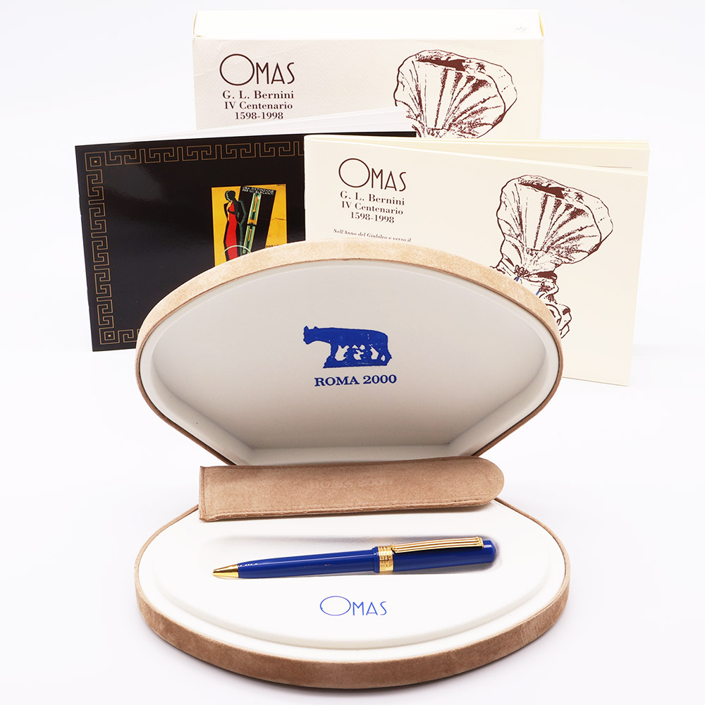 Omas Roma 2000 Giubileo Ballpoint Pen - Blue w Gold Trim (Excellent in ...