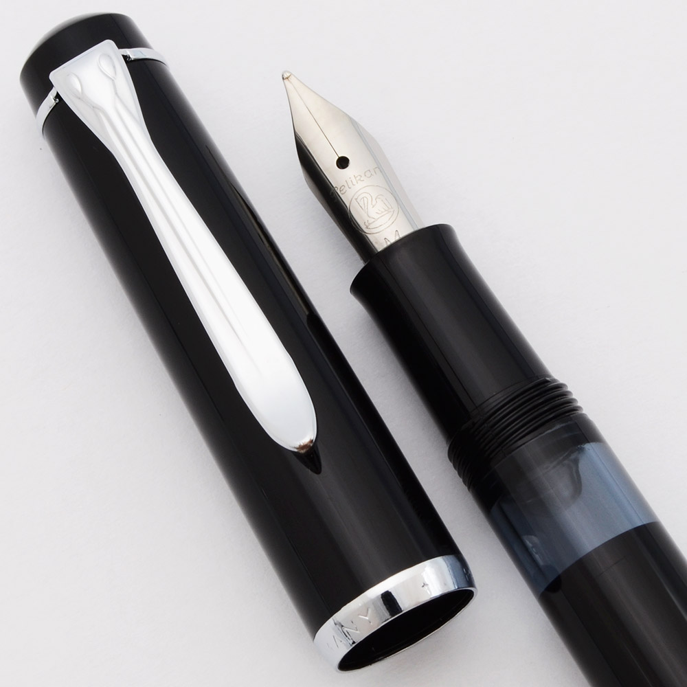 Pelikan M100 Fountain Pen (Old Style, 1985-99) - Black w/Chrome Trim ...