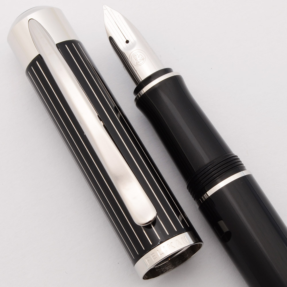 Pelikan P3100 Ductus Fountain Pen - Black w Palladium Accents, C/C, 18k ...