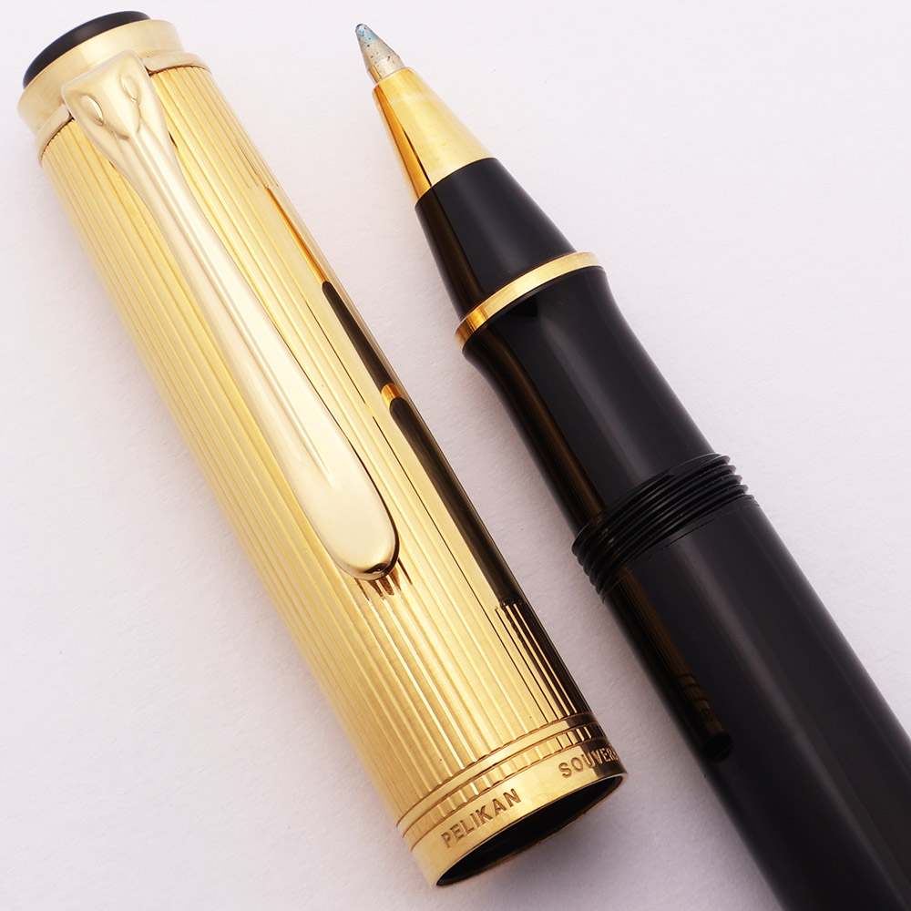 Pelikan R450 (1998-2001) Rollerball Pen - Black w Vermeil Cap ...