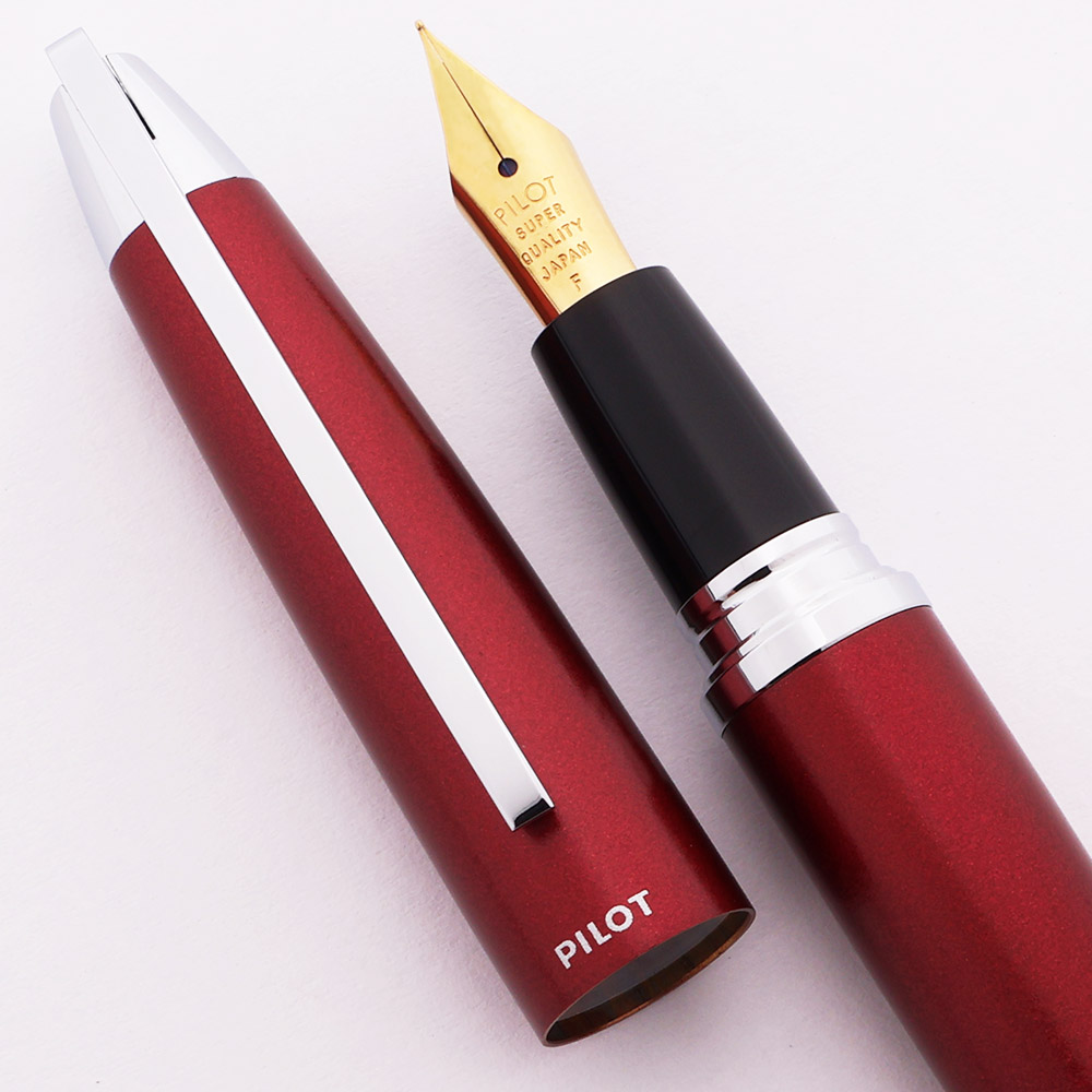 Pilot Knight Fountain Pen - Matte Burgundy w Chrome Trim, C/C, Fine ...