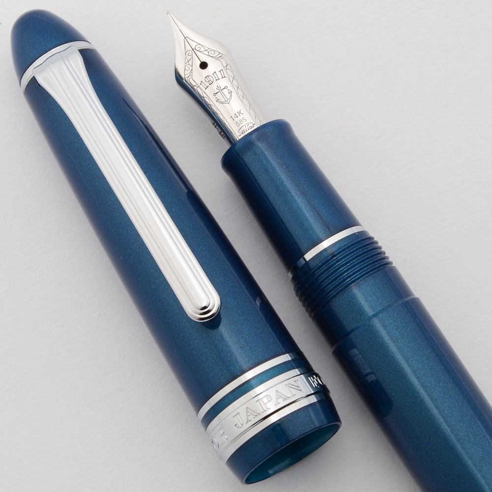 Sailor 1911S Stormy Sea Fountain Pen - Dark Aqua, Rhodium Trim, C/C, H ...
