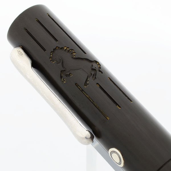 Stipula Baracca Fountain Pen - Black Ebonite, Sterling Trim, Medium 18k ...