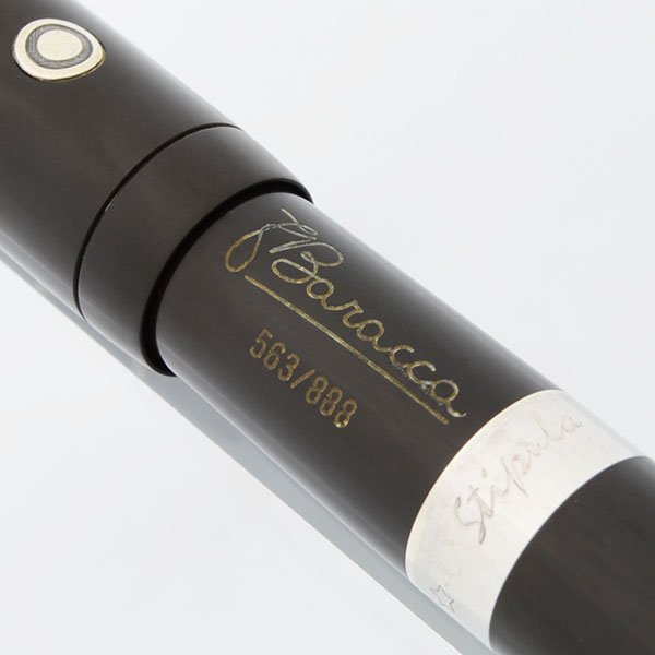 Stipula Baracca Fountain Pen - Black Ebonite, Sterling Trim, Medium 18k ...