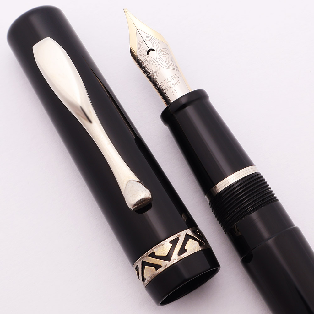 Visconti Midnight Voyager Fountain Pen (1998) - Black Acryloid, Silver ...