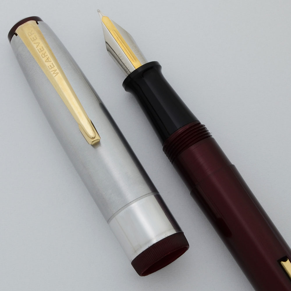 Wearever Pennant Fountain Pen Set - Medium Nib, Burgundy w Metal Cap ...