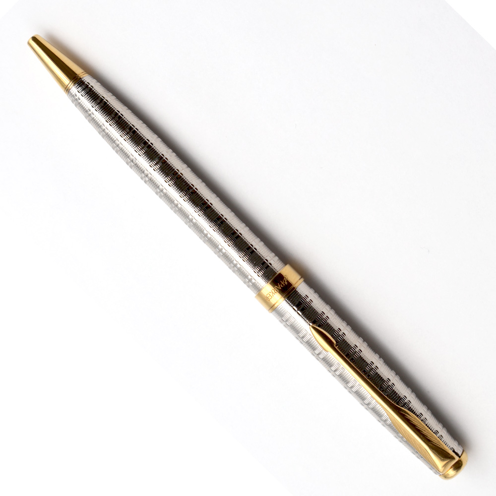 Parker Sonnet Ballpoint Pen (2002) - Chiselled Silver Tartan, Gold ...