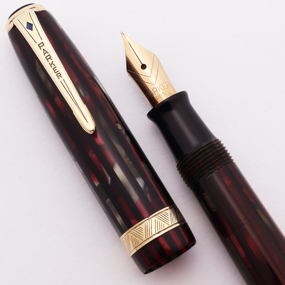 Parker Duovac Ingenue Fountain Pen (1945) - Red Pearl Striated w/GT ...