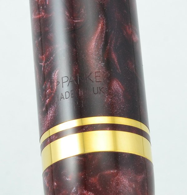 Parker Duofold Centennial Fountain Pen, 1987 - Maroon Marble, #82 Fine 18k Nib (Excellent, Works ...