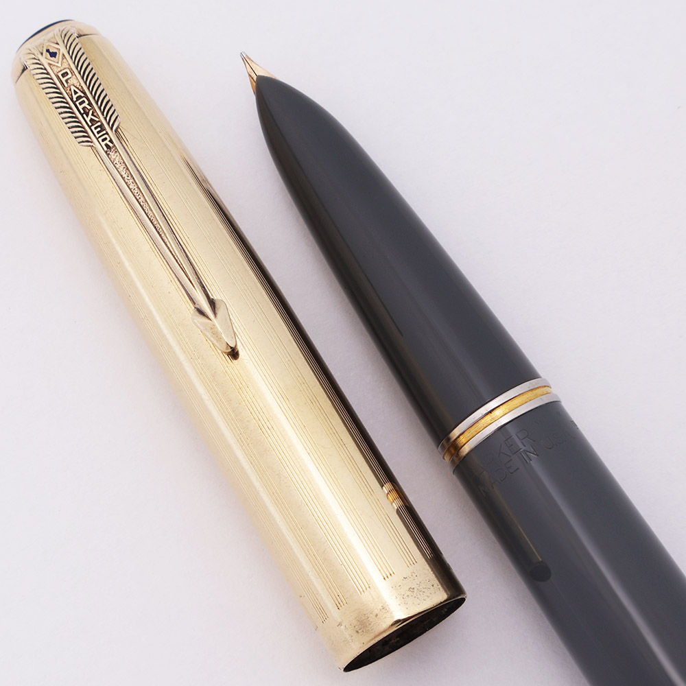 Parker 51 Vacumatic (T6 1946) - Dove Gray, Gold Filled 4-Line Cap, Blue ...