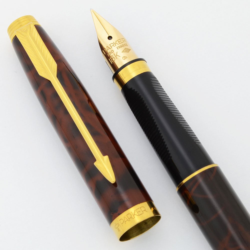 Parker 75 Fountain Pen (1980s/90s) - Thuya Brown Lacquer, C/C, Fine 18k Nib (Excellent +, Works ...