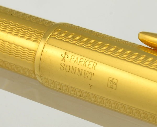 Parker Sonnet Ballpoint Pen - 1996, Cascade Gold Pattern (Mint) - Peyton Street Pens