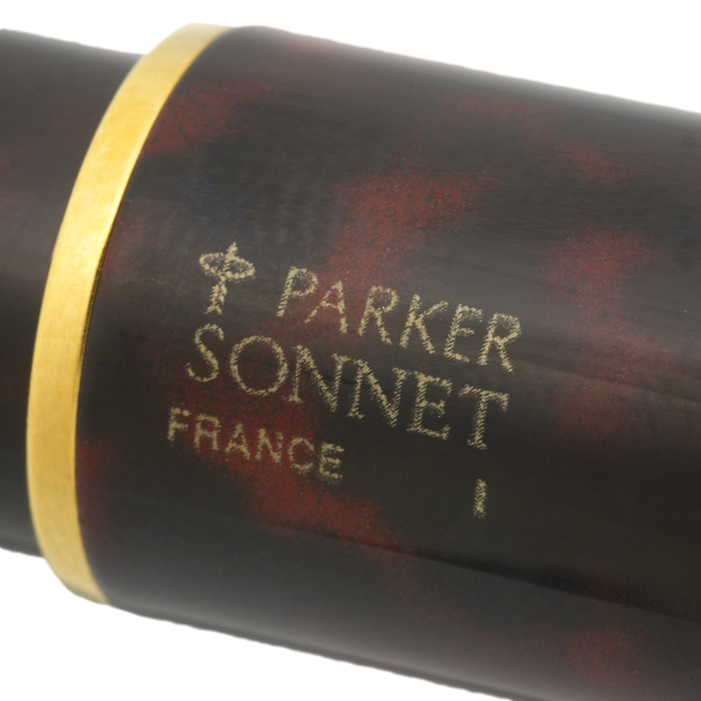 Parker Sonnet Fountain Pen (1994) - Laque Firedance w 23k GP Trim, C/C, 18k Stub Nib (Excellent ...
