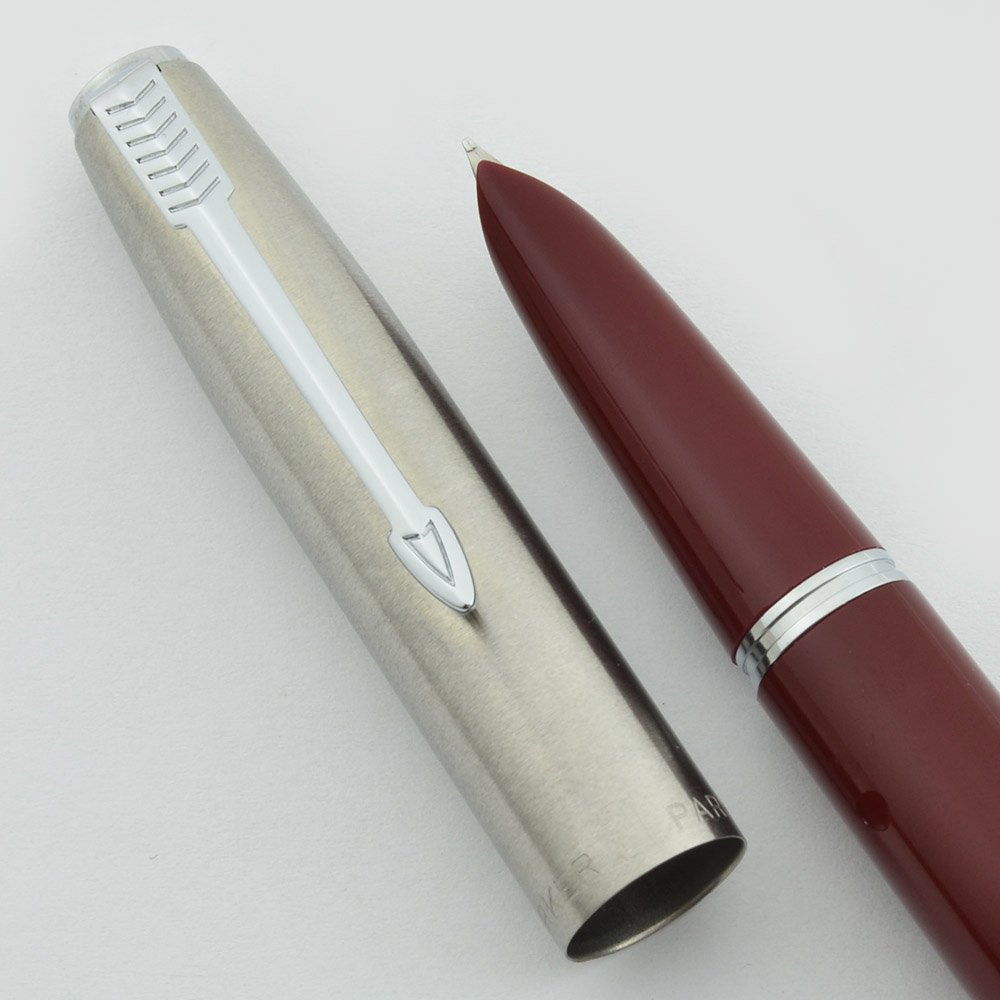 Parker Super 21 Fountain Pen - Red, Lustraloy Cap, Medium (Near Mint ...