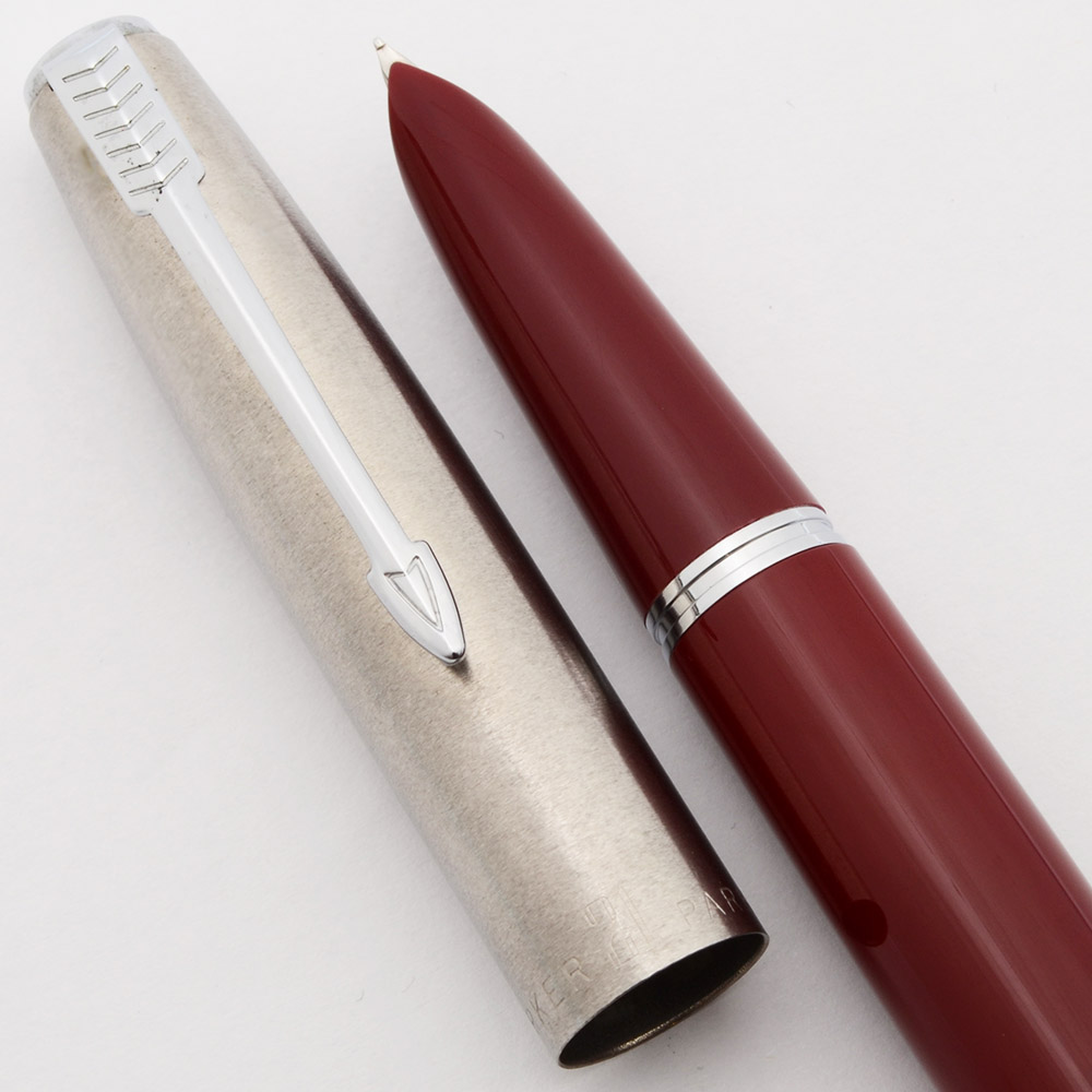 Parker Super 21 Fountain Pen (1960) - Red w Domed Lustraloy Cap ...