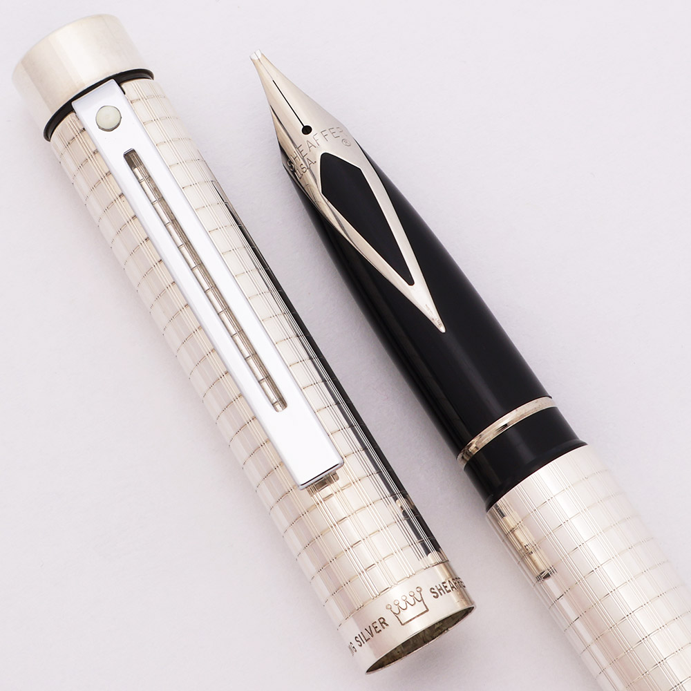 Sheaffer Targa 1006 Fountain Pen (1980s) - Sterling Grid, Chrome Trim ...