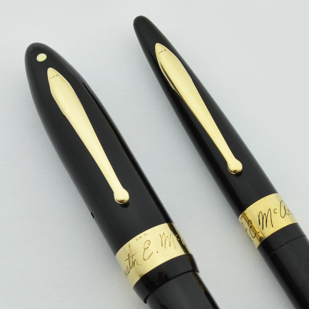 Sheaffer Balance Autograph Fountain Pen Set - Black, 14k Gold Bands and ...