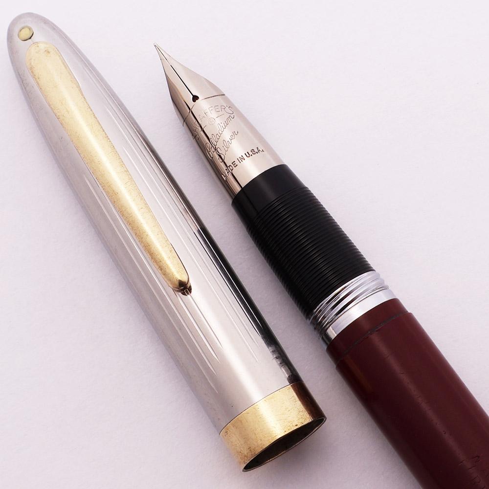 Sheaffer Clipper Snorkel Fountain Pen Pencil Set (1952-59) - Burgundy w ...