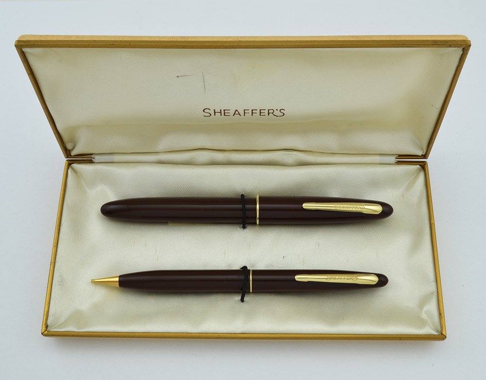 Sheaffer Craftsman Set - Brown, Lever Fill, 14k Fine 33 Nib (Excellent ...