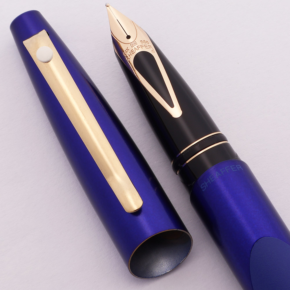 Sheaffer Intrigue Fountain Pen (2000) - Metallic Blue/Matte Blue, C/C ...