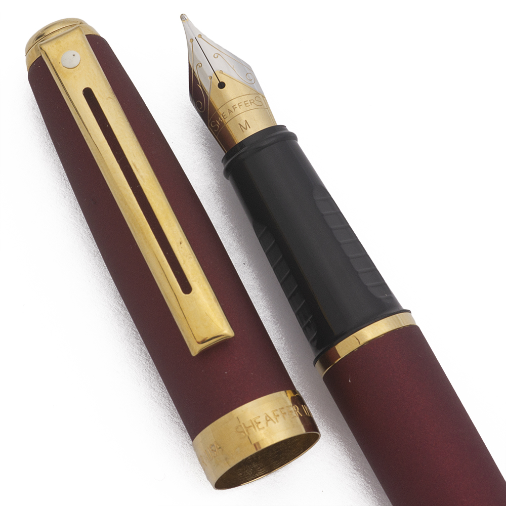 Sheaffer Prelude Fountain Pen (USA) - Cranberry Matte w/GT, C/C, Medium Two-Tone Nib (Excellent ...